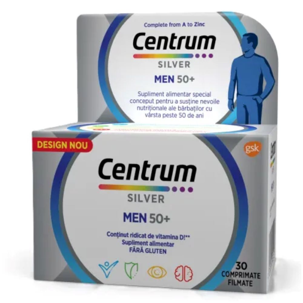Centrum Silver 50+ pentru barbati, 30 comprimate, Gsk – econofarm